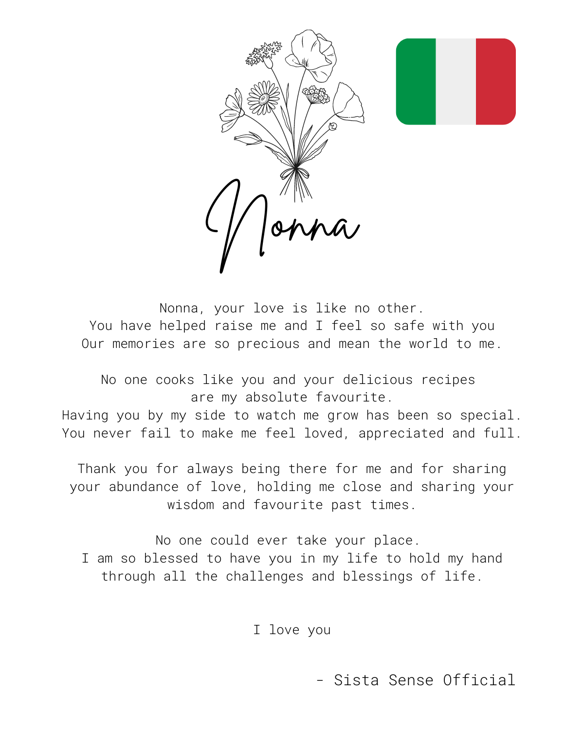 Nonna Letter Print – The Soul Collective
